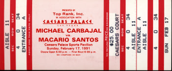 CARBAJAL, MICHAEL-MACARIO SANTOS FULL TICKET (1991) – JO Sports Inc.