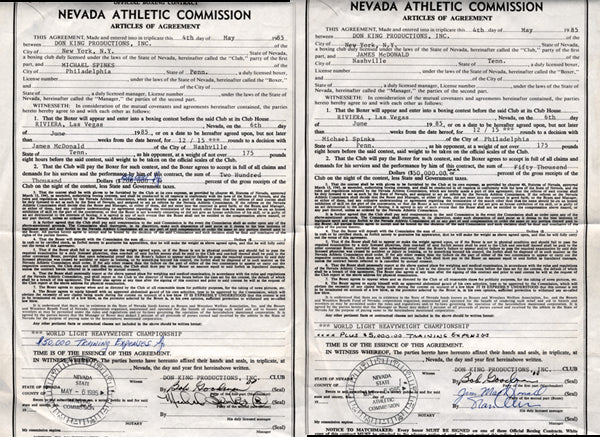 Spinks,Michael and Jim MacDonald Signed Contracts for Bout in 1985 – JO ... Spinks,Michael and Jim MacDonald Signed Contracts for Bout in 1985 – JO ...