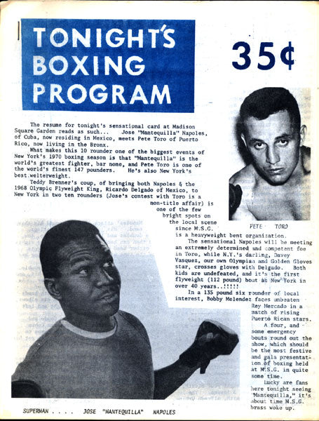 NAPOLES, JOSE-PETE TORO SOUVENIR PROGRAM (1970) – JO Sports Inc.