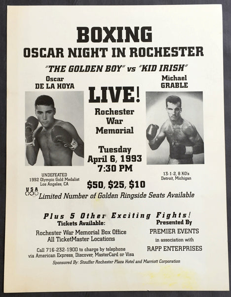 DE LA HOYA, OSCAR-MIKE GRABLE ON SITE POSTER (1993) – JO Sports Inc.
