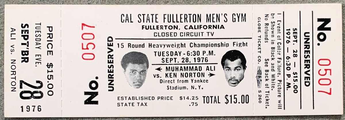 ALI, MUHAMMAD-KEN NORTON III FULL CLOSED CIRCUIT TICKET (1976) – JO ...