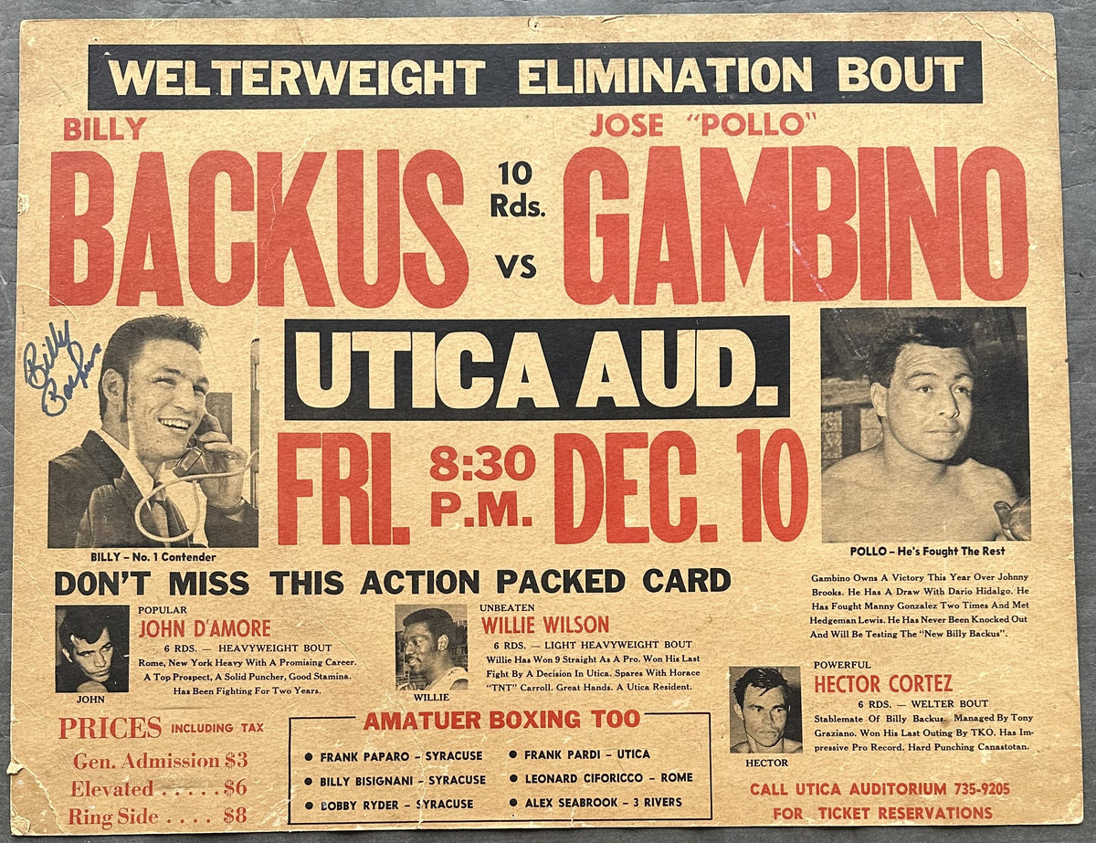 BACKUS, BILLY-JOSE GABINO SIGNED ON SITE POSTER (1971-SIGNED BY BACKUS ...