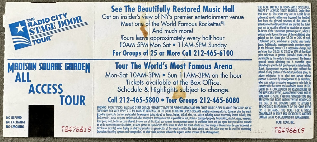 MCCLINE, JAMEEL-SHANNON BIGGS ON SITE FULL TICKET (2002) – JO Sports Inc.