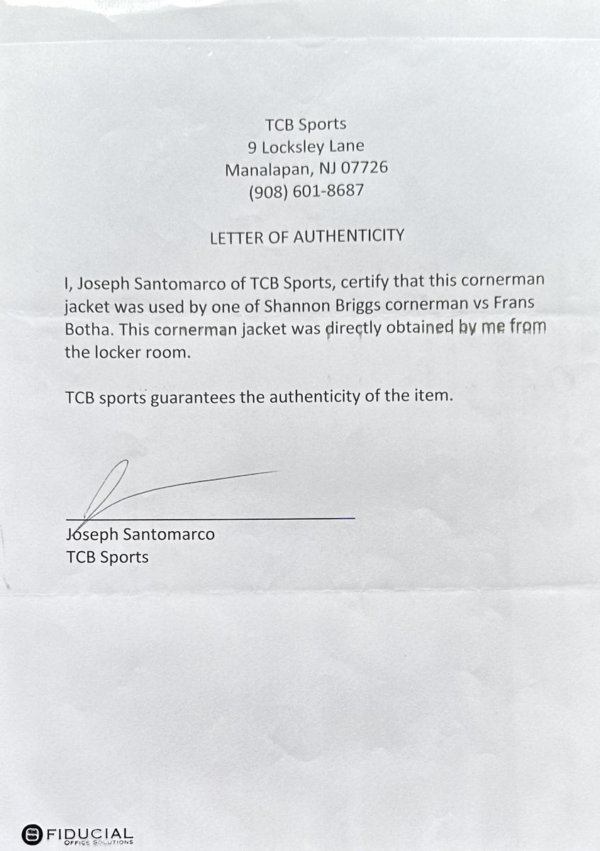 BRIGGS, SHANNON ORIGINAL CORNER JACKET (1999-BOTHA FIGHT) – JO Sports Inc.