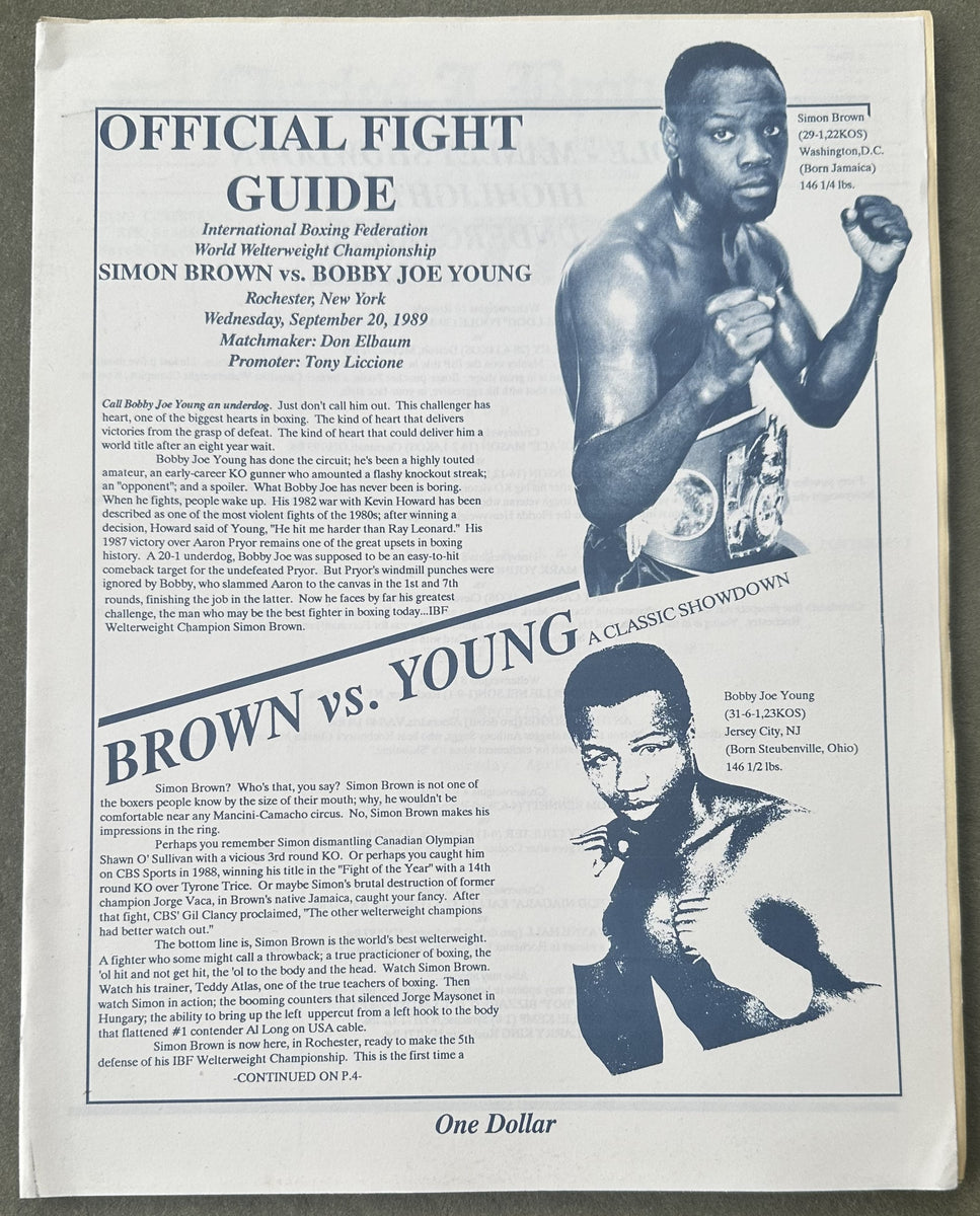 BROWN, SIMON-BOBBY JOE YOUNG OFFICIAL PROGRAM & PRESS KIT (1989) – JO ...