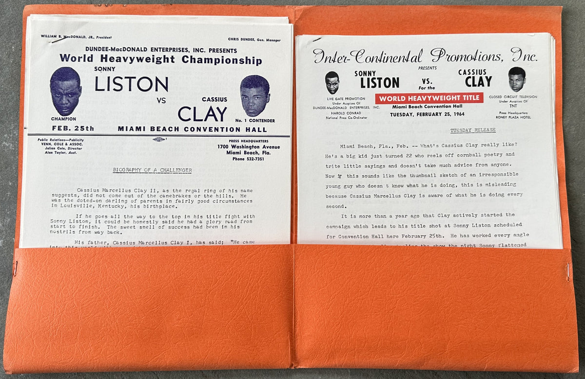 CLAY, CASSIUS-SONNY LISTON I ORIGINAL PRESS KIT PROGRAM (1964) – JO ...