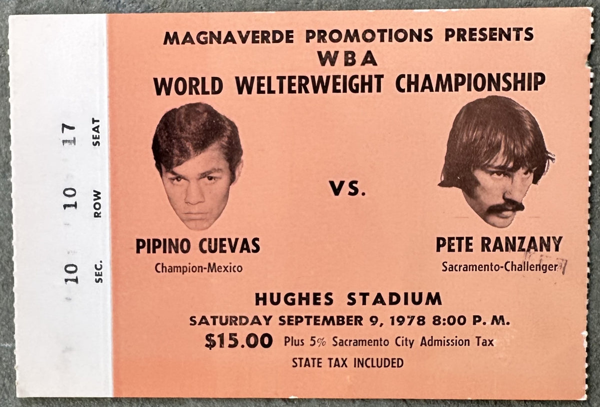 CUEVAS, PIPINO-PETE RANZANY ON SITE STUBLESS TICKET (1978) – JO Sports Inc.