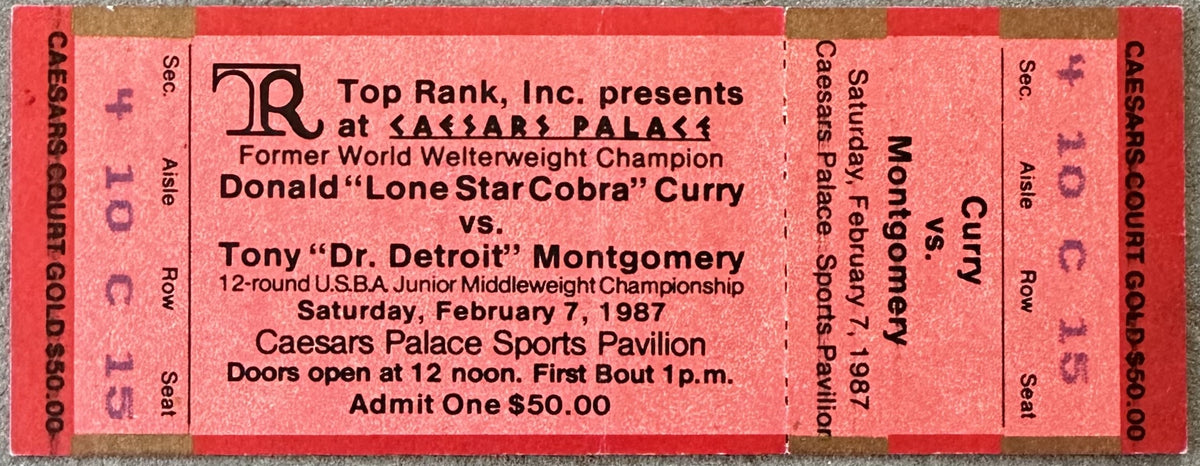 CURRY, DONALD-TONY MONTGOMERY ON SITE FULL TICKET (1987) – JO Sports Inc.