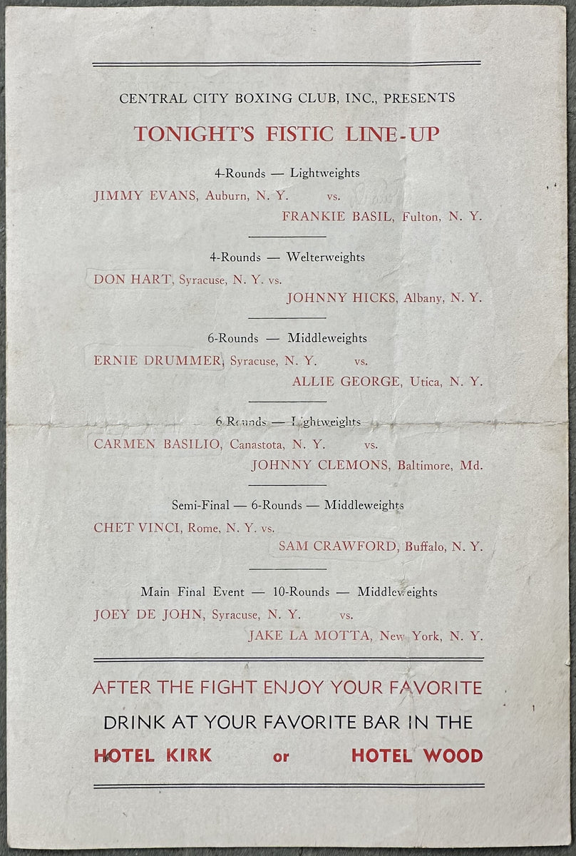 LAMOTTA, JAKE-JOEY DEJOHN & CARMEN BASILIO-JOHNNY CLEMONS OFFICIAL PRO ...
