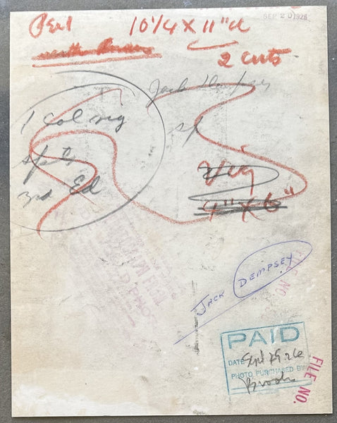 DEMPSEY, JACK ORIGINAL TYPE 1 PHOTOGRAPH (1926-TRAINING FOR TUNNEY ...