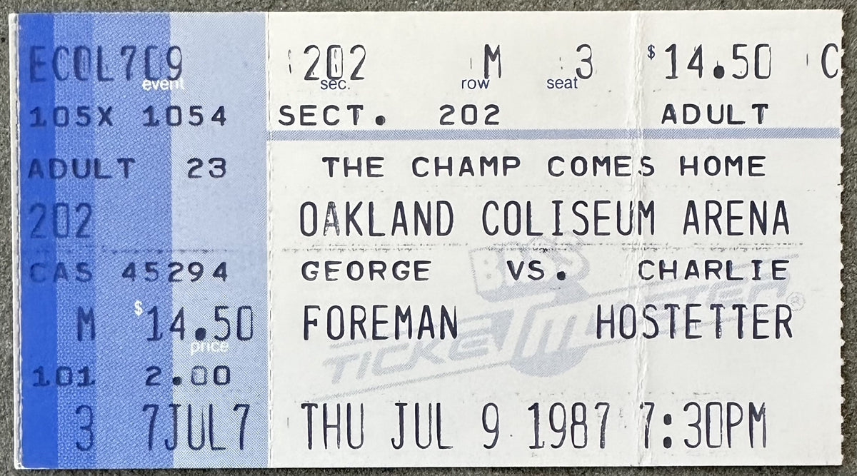 FOREMAN, GEORGE-CHARLIE HOSTETTER ON SITE STUBLESS TICKET (1987) – JO ...