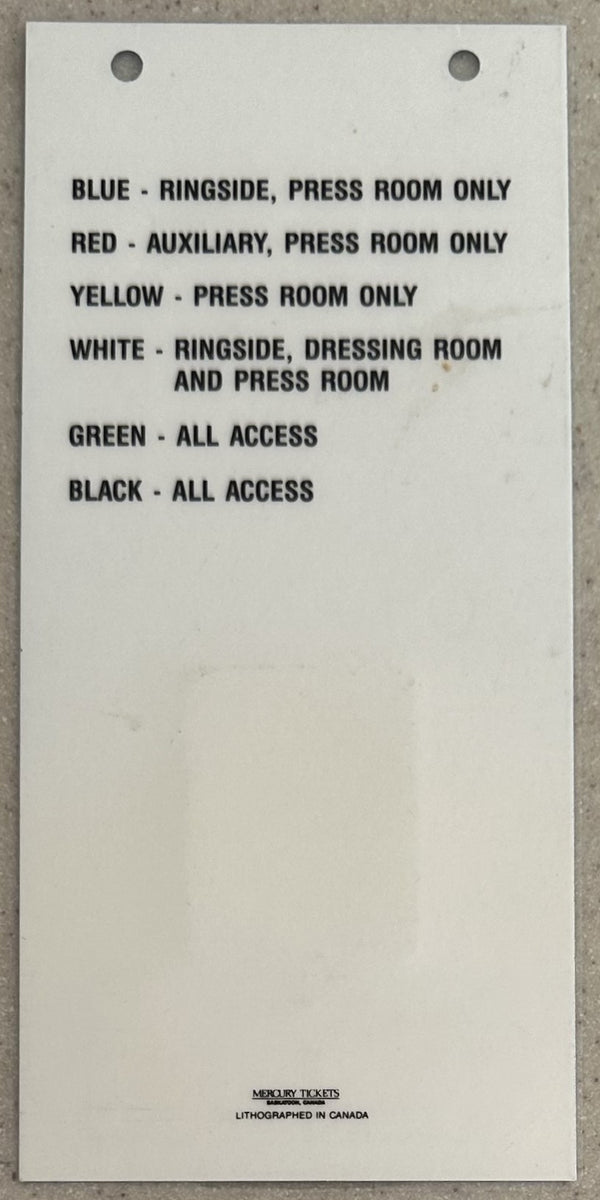 FOREMAN, GEORGE-TOMMY MORRISON PRESS CREDENTIAL (1993) – JO Sports Inc.