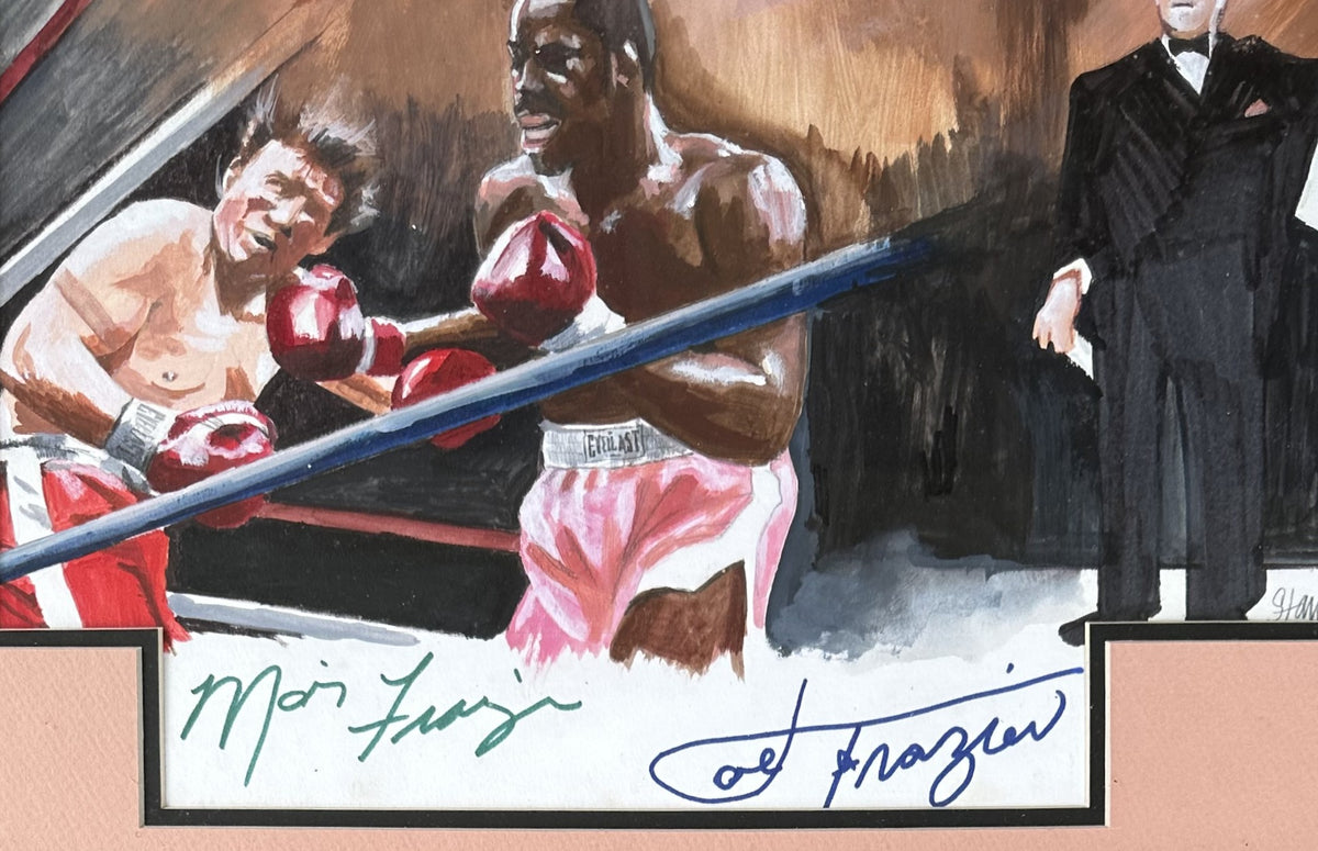 FRAZIER, JOE & MARVIS FRAZIER SIGNED PAINTING (1989) – JO Sports Inc.