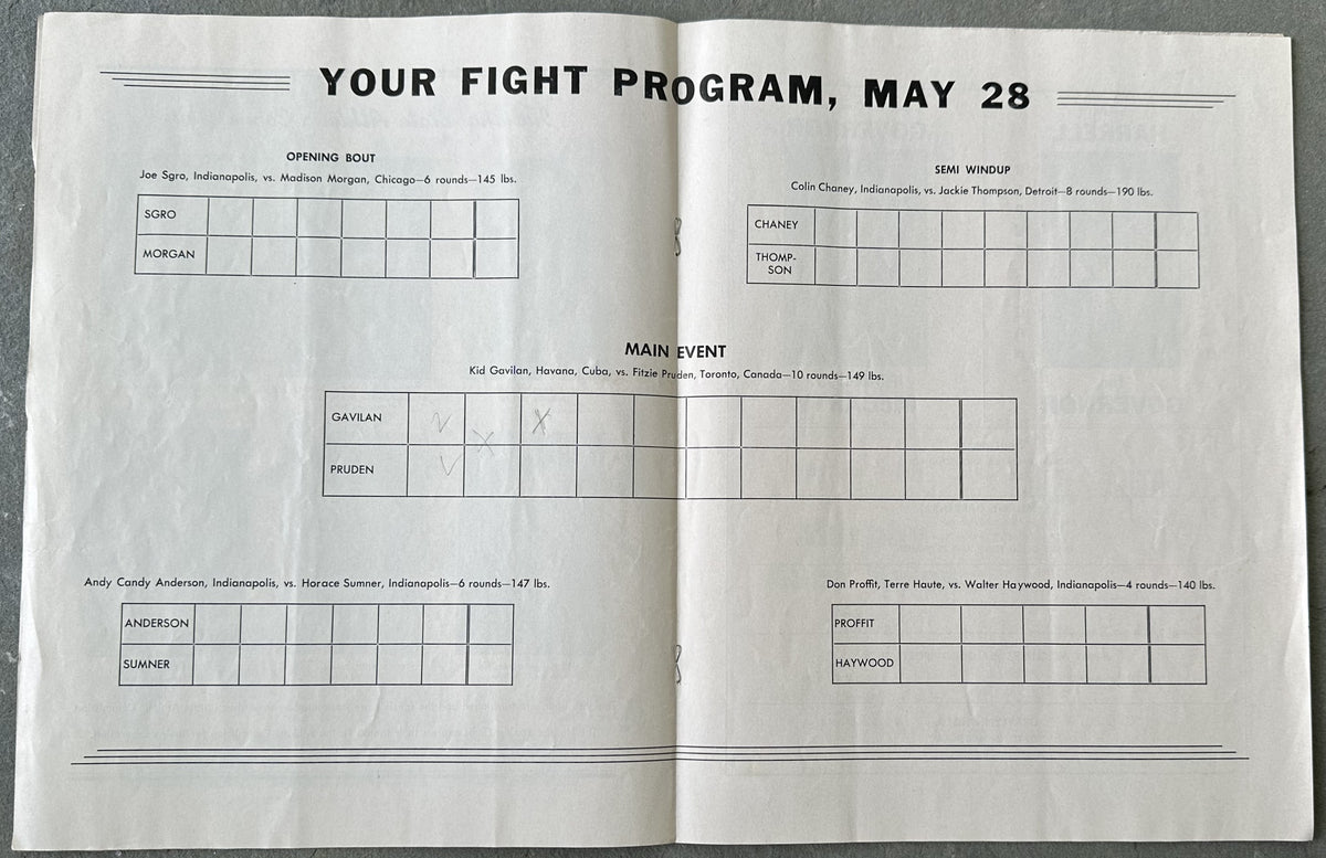 GAVILAN, KID-FITZIE PRUDEN OFFICIAL PROGRAM (1952) – JO Sports Inc.