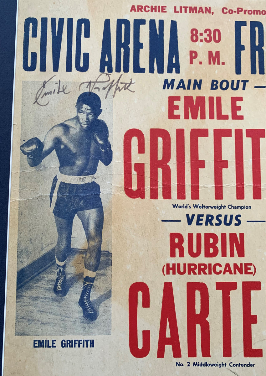 CARTER, RUBIN "HURRICANE"-EMILE GRIFFITH ON SITE POSTER (1963-SIGNED B ...