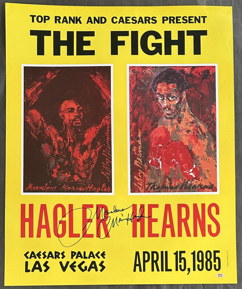 HAGLER, MARVELOUS MARVIN-THOMAS HEARNS SIGNED POSTER (1985-SIGNED BY H ...