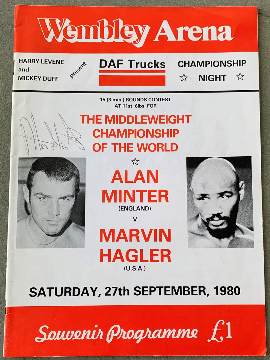 HAGLER, MARVIN-ALAN MINTER ON SITE OFFICIAL PROGRAM (1980-SIGNED BY MI ...