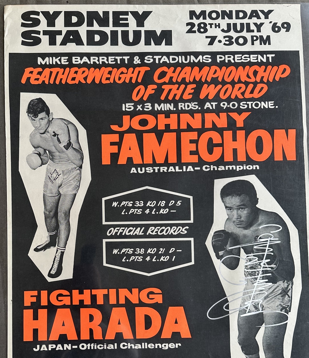FAMECHON, JOHNNY-FIGHTING HARADA SIGNED ON SITE POSTER (1969-SIGNED BY ...