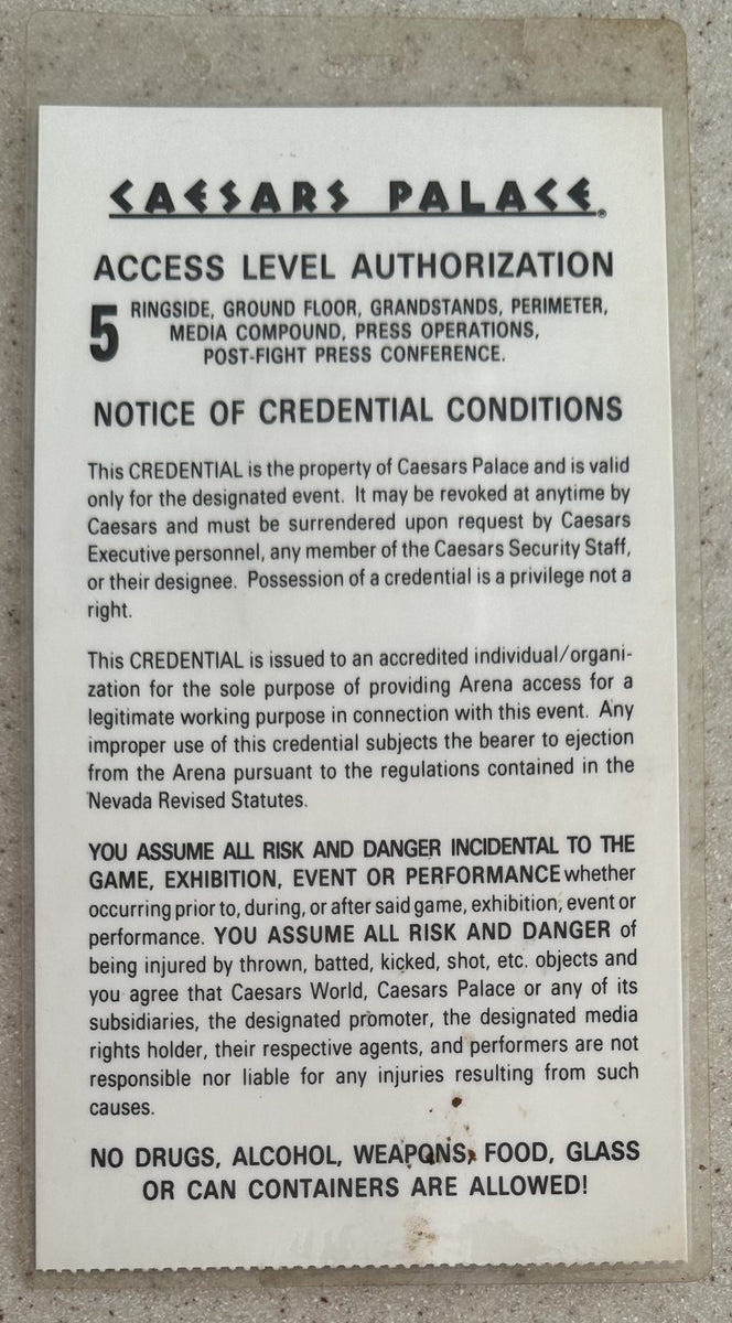 HOLMES, LARRY-OLIVER MCCALL PRESS CREDENTIAL (1995) – JO Sports Inc.