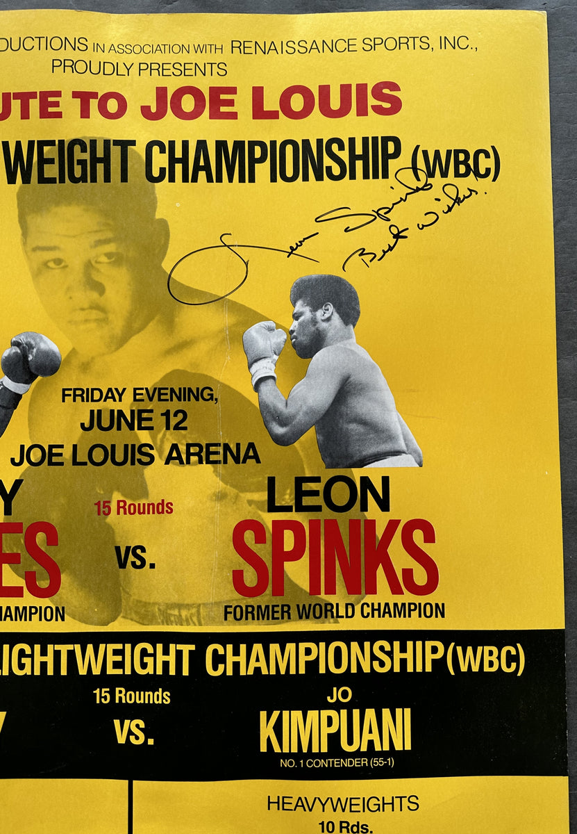 HOLMES, LARRY-LEON SPINKS SIGNED ON SITE POSTER (1981-SIGNED BY BOTH ...