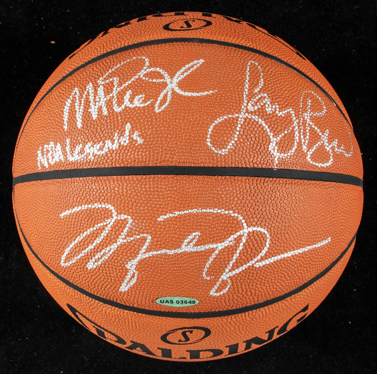 JORDAN, MICHAEL & LARRY BIRD & MAGIC JOHNSON SIGNED BASKETBALL (PSA/DN ...