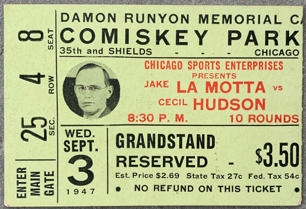 LAMOTTA, JAKE-CECIL HUDSON ON SITE STUBLESS TICKET (1947) – JO Sports Inc.