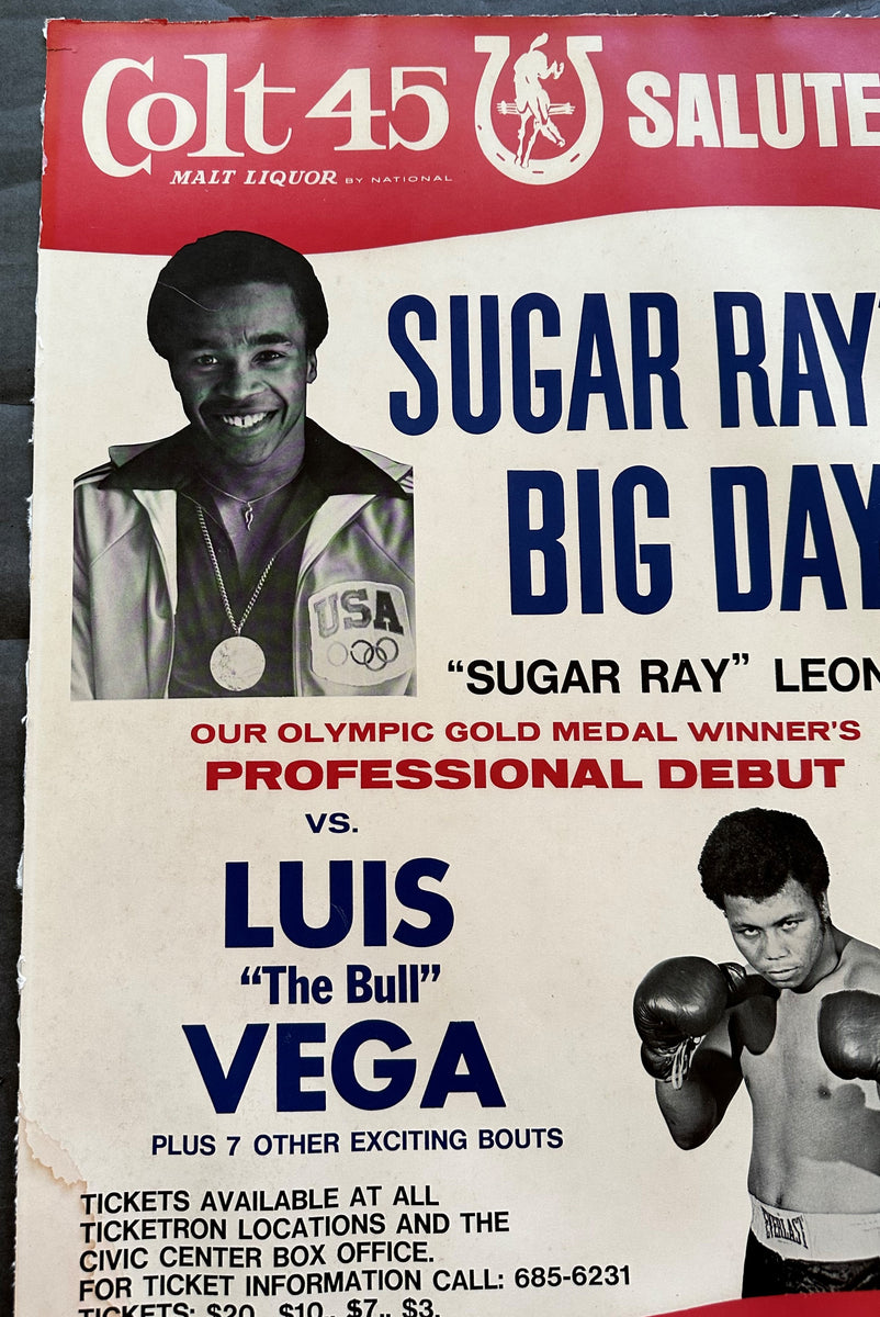 LEONARD, SUGAR RAY-LUIS VEGA ON SITE POSTER (1977-LEONARD'S PRO DEBUT ...