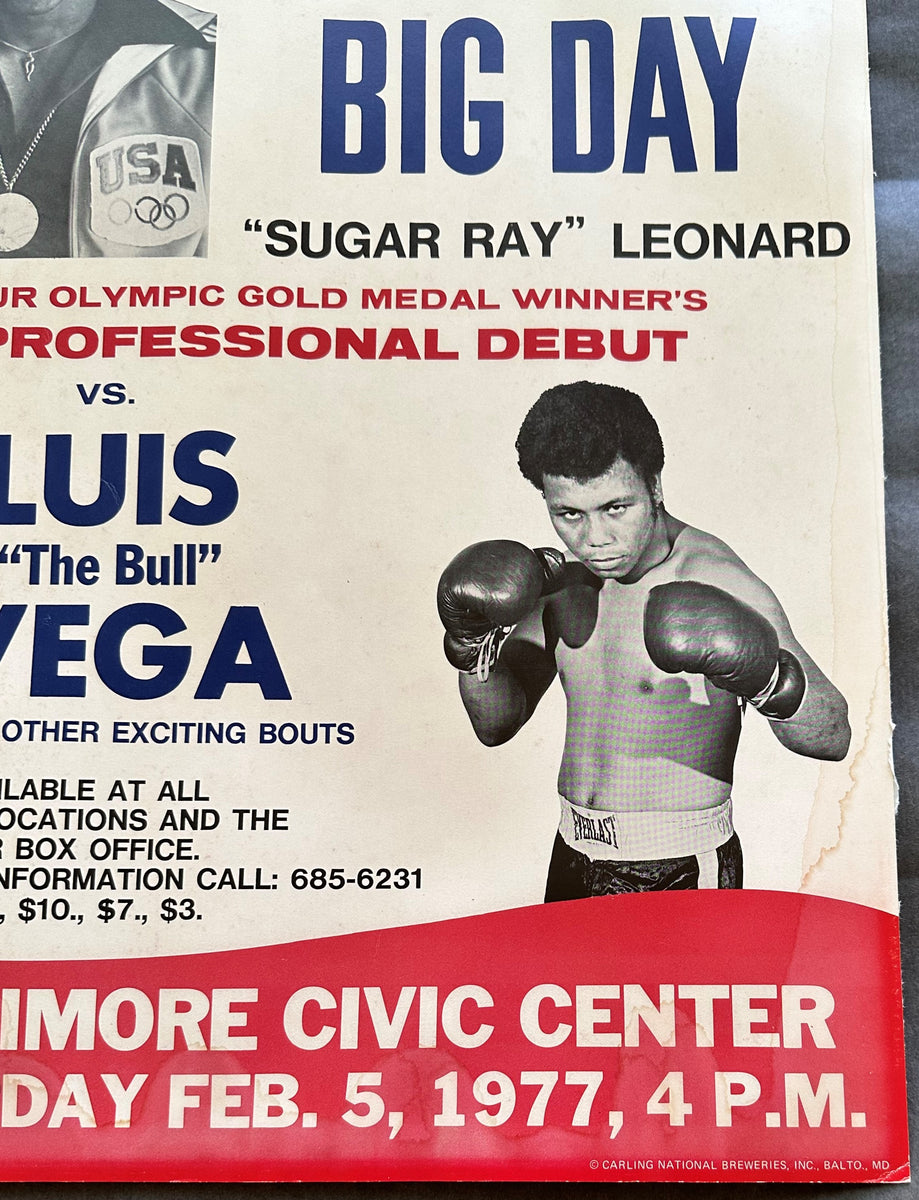 LEONARD, SUGAR RAY-LUIS VEGA ON SITE POSTER (1977-LEONARD'S PRO DEBUT ...