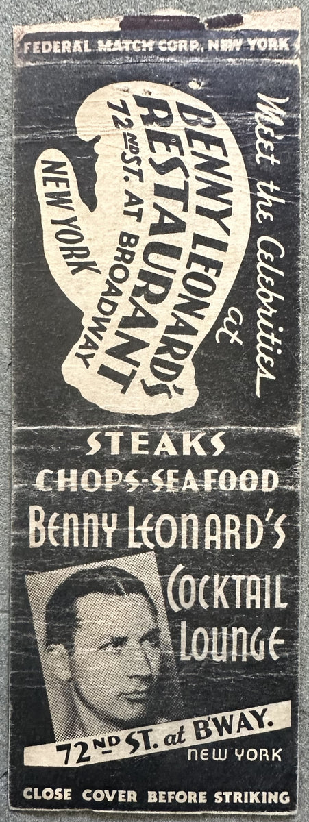 LEONARD, BENNY COCKTAIL LOUNGE MATCHBOOK – JO Sports Inc.