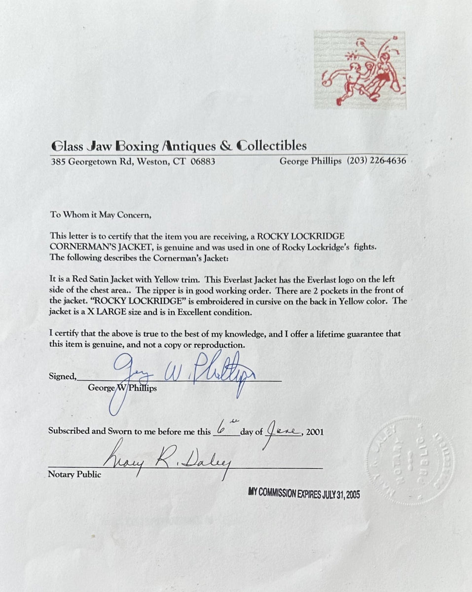 LOCKRIDGE, ROCKY CORNERMAN JACKET (1989-ZENA FIGHT) – JO Sports Inc.