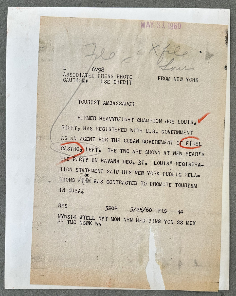 LOUIS, JOE & FIDEL CASTRO ORIGINAL TYPE 1 PHOTOGRAPH (1960) – JO Sports ...