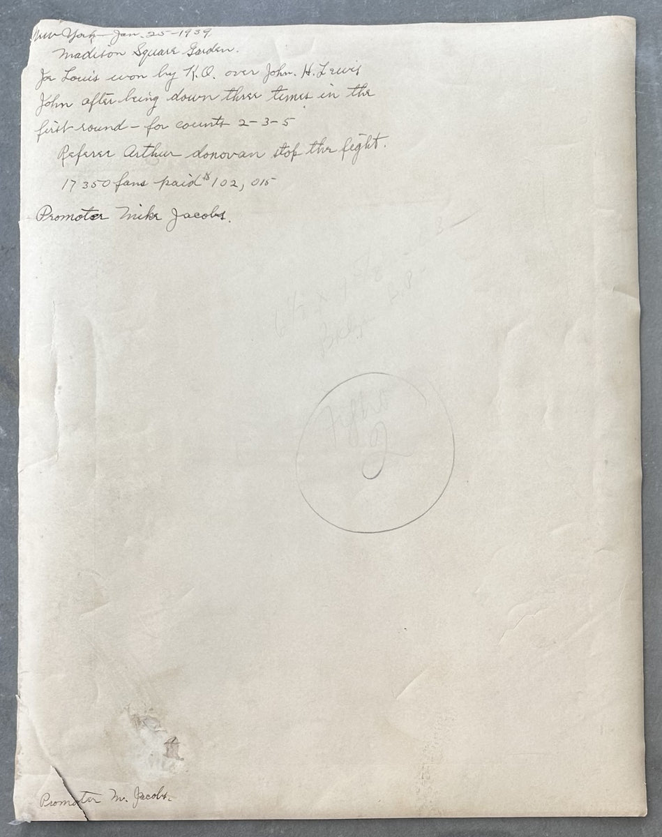 LOUIS, JOE-JOHN HENRY LEWIS ORIGINAL LARGE FORMAT PHOTO (1939) – JO ...