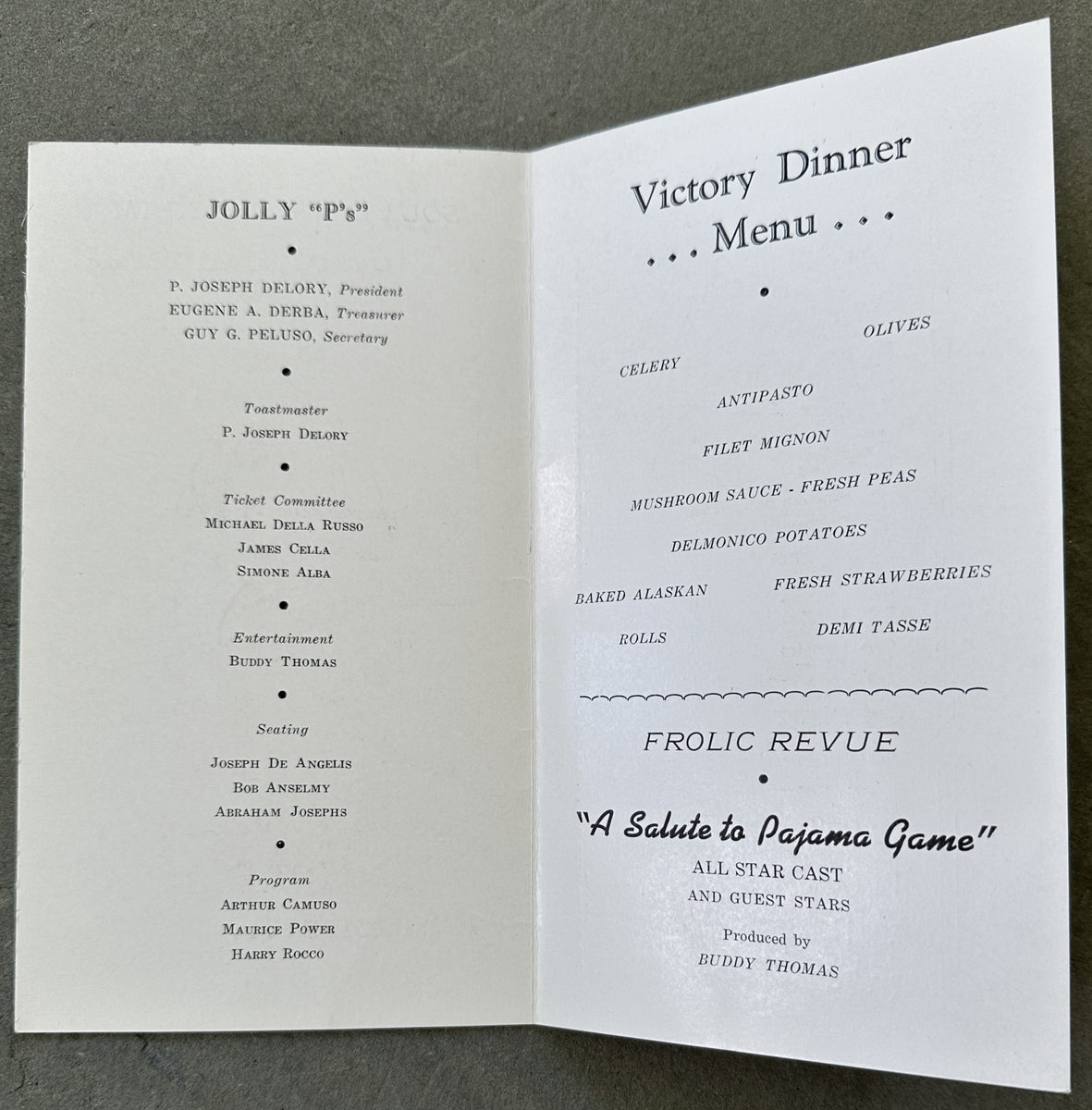 MARCIANO, ROCKY VICTORY DINNER PROGRAM (1955) – JO Sports Inc.