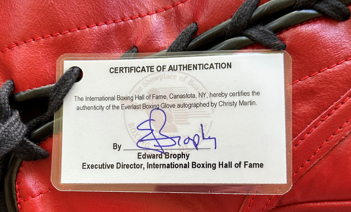 MARTIN, CHRISTY SIGNED BOXING GLOVE (BOXING HALL OF FAME CERTIFICATE ...