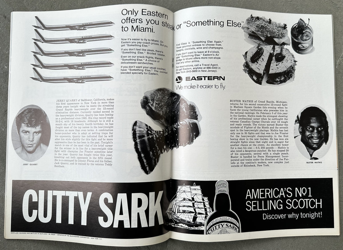 QUARRY, JERRY-BUSTER MATHIS OFFICIAL PROGRAM (1969) – JO Sports Inc.