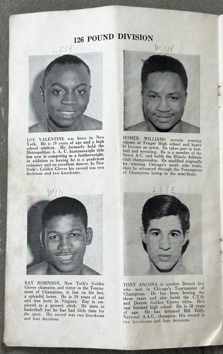 ROBINSON, SUGAR RAY & TAMI MAURIELLO GOLDEN GLOVES PROGRAM (1939) – JO ...