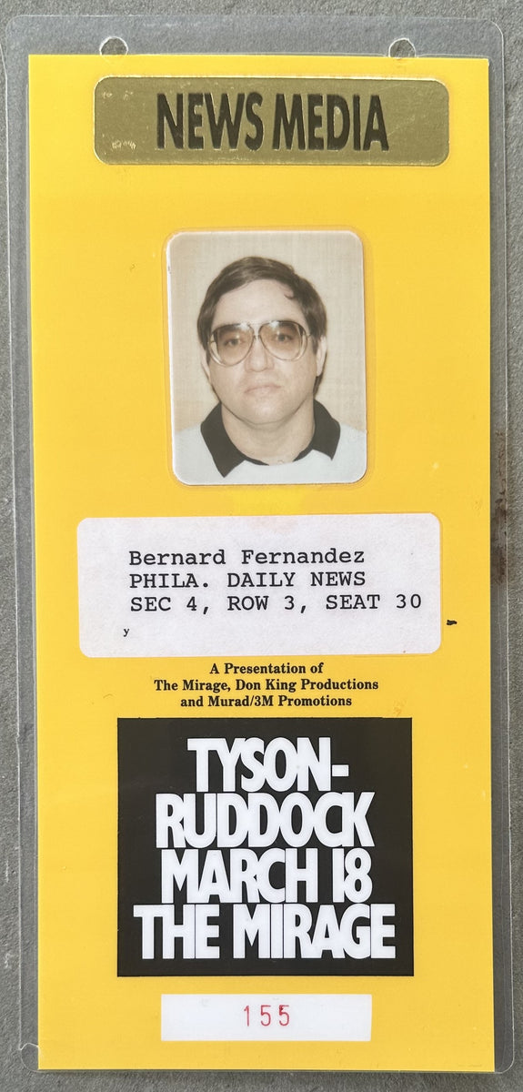 TYSON, MIKE-RAZOR RUDDOCK I NEWS MEDIA CREDENTIAL (1991) – JO Sports Inc.