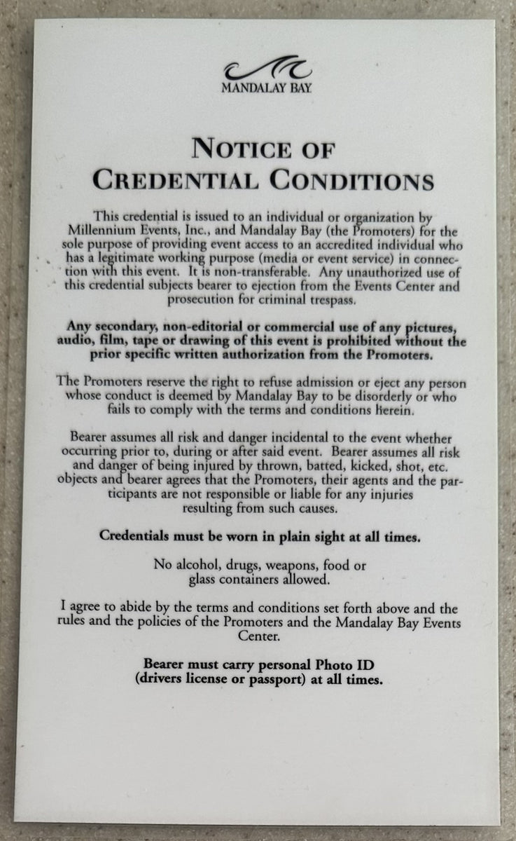 TSZYU, KOSTYA-BEN TACKIE PRESS CREDENTIAL (2002) – JO Sports Inc.