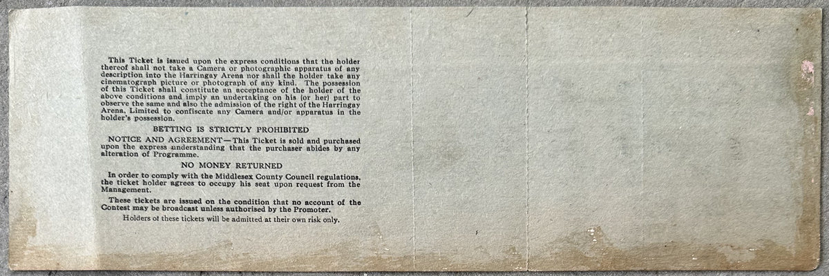 TURPIN, RANDY-GEORGE ANGELO ON SITE FULL TICKET (1952) – JO Sports Inc.