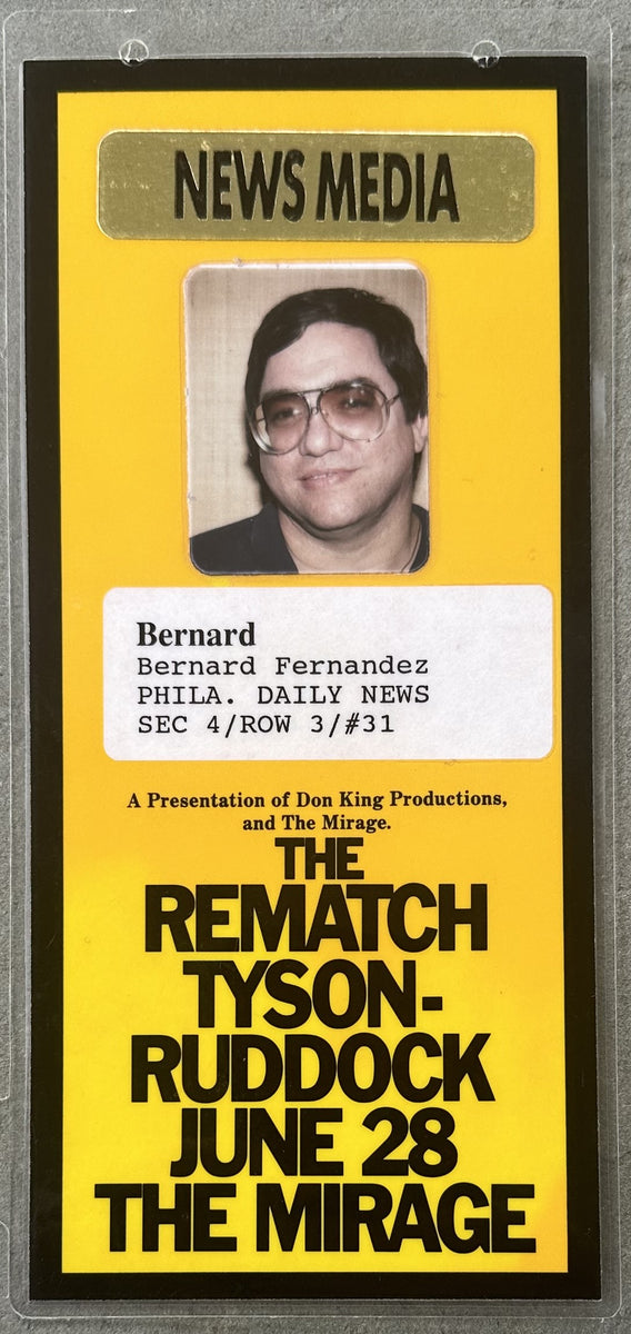 TYSON, MIKE-RAZOR RUDDOCK II NEWS MEDIA CREDENTIAL (1992) – JO Sports Inc.