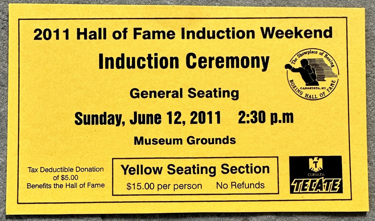 TYSON, MIKE INTERNATIONAL BOXING HALL OF FAME INDUCTION FULL TICKET (2 ...
