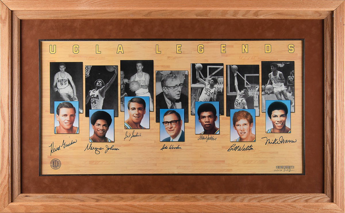 UCLA BASKETBALL LEGENDS SIGNED PRINT (PSA/DNA-SIGNED BY 7 WITH WOODEN ...