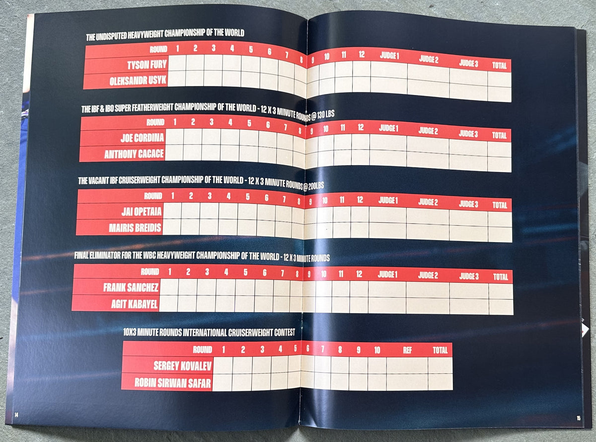 USYK, OLEKSANDR-TYSON FURY OFFICIAL PROGRAM (2024) – JO Sports Inc.