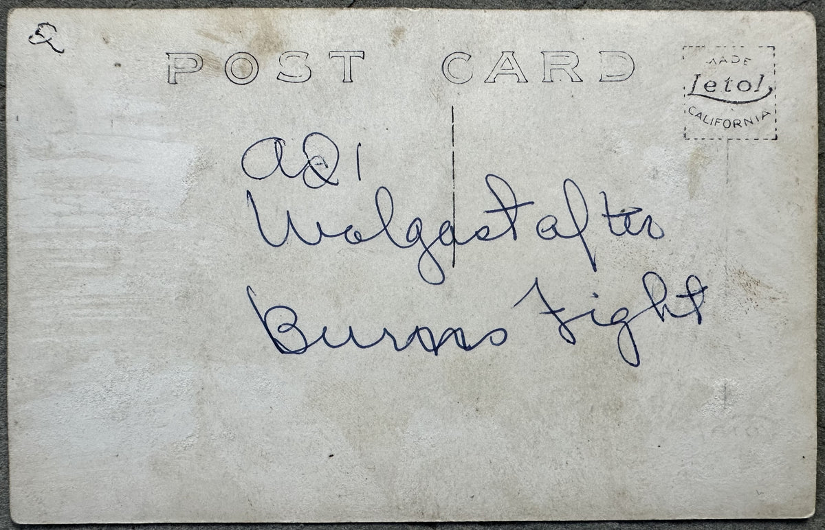 WOLGAST, AD REAL PHOTO POSTCARD (1916-AFTER BURNS FIGHT) – JO Sports Inc.