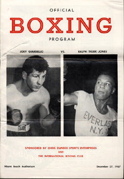 GIARDELLO, JOEY-RALPH TIGER JONES OFFICIAL PROGRAM (1957) – JO Sports Inc.