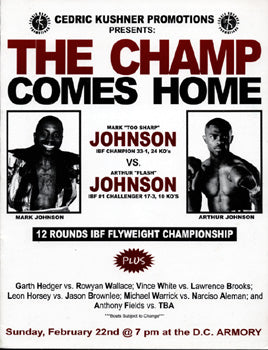 JOHNSON, MARK "TOO SHARP"-ARTHUR JOHNSON OFFICIAL PROGRAM (1998) – JO ...