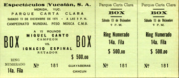 CANTO, MIGUEL-IGNACIO ESPINAL FULL TICKET (1975) – JO Sports Inc.