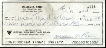 CONN, BILLY SIGNED CHECK – JO Sports Inc.