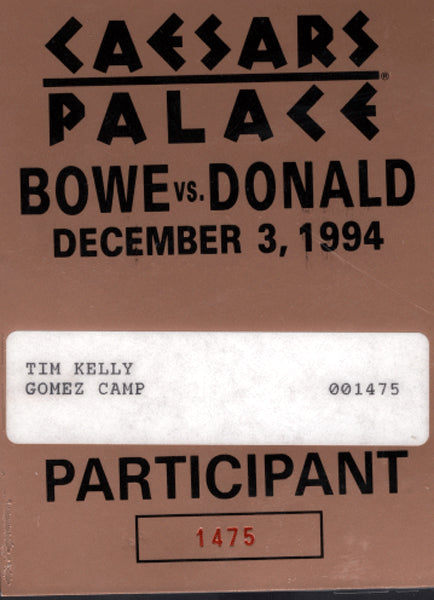 BOWE, RIDDICK-LARRY DONALD CREDENTIAL (1994) – JO Sports Inc.