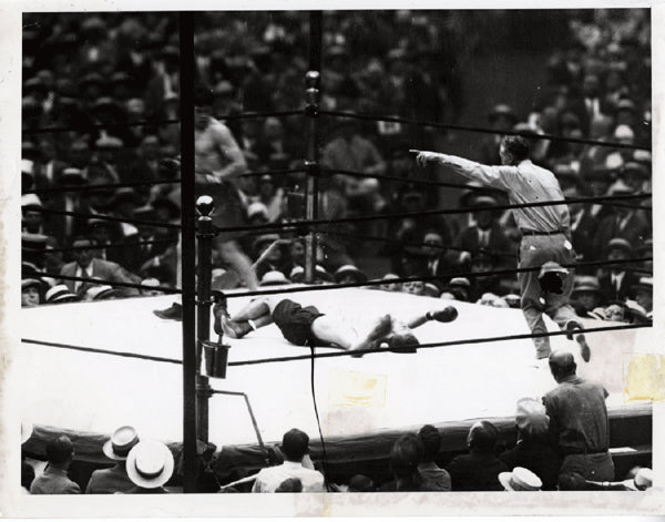 DEMPSEY, JACK-JACK SHARKEY ORIGINAL WIRE PHOTO (1927) – JO Sports Inc.